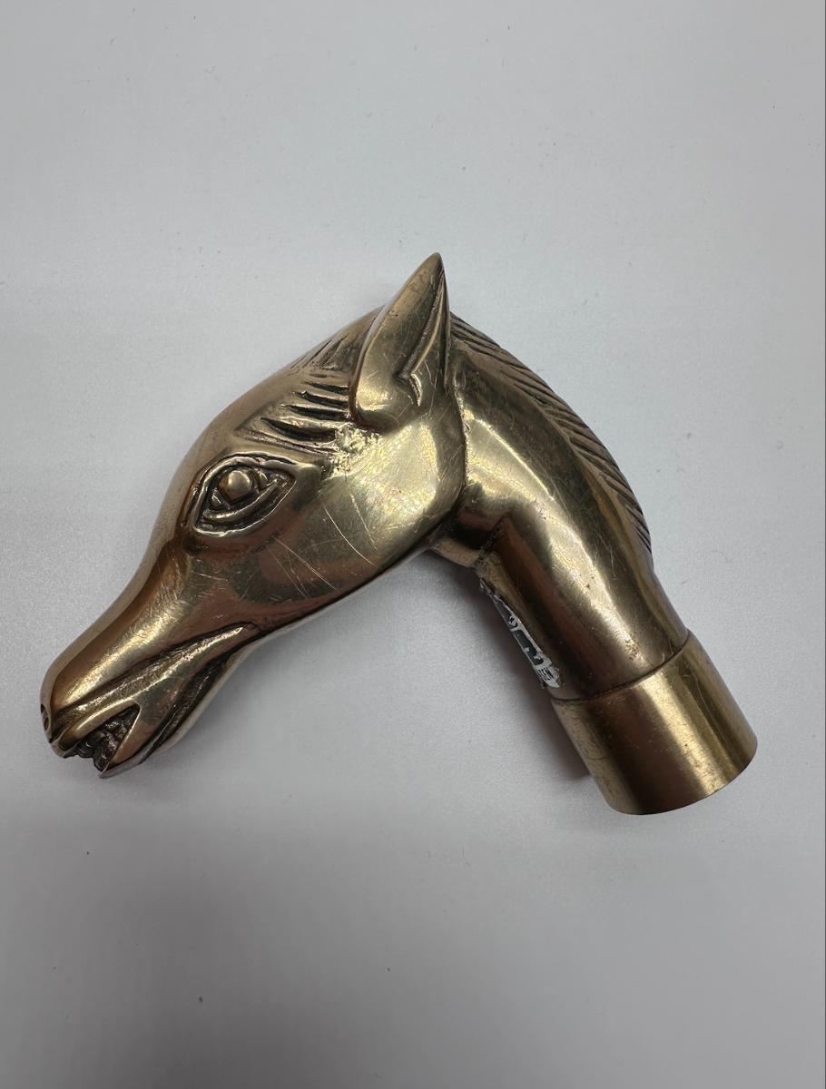 Brass Horse Head Cane Topper | EstateSales.org