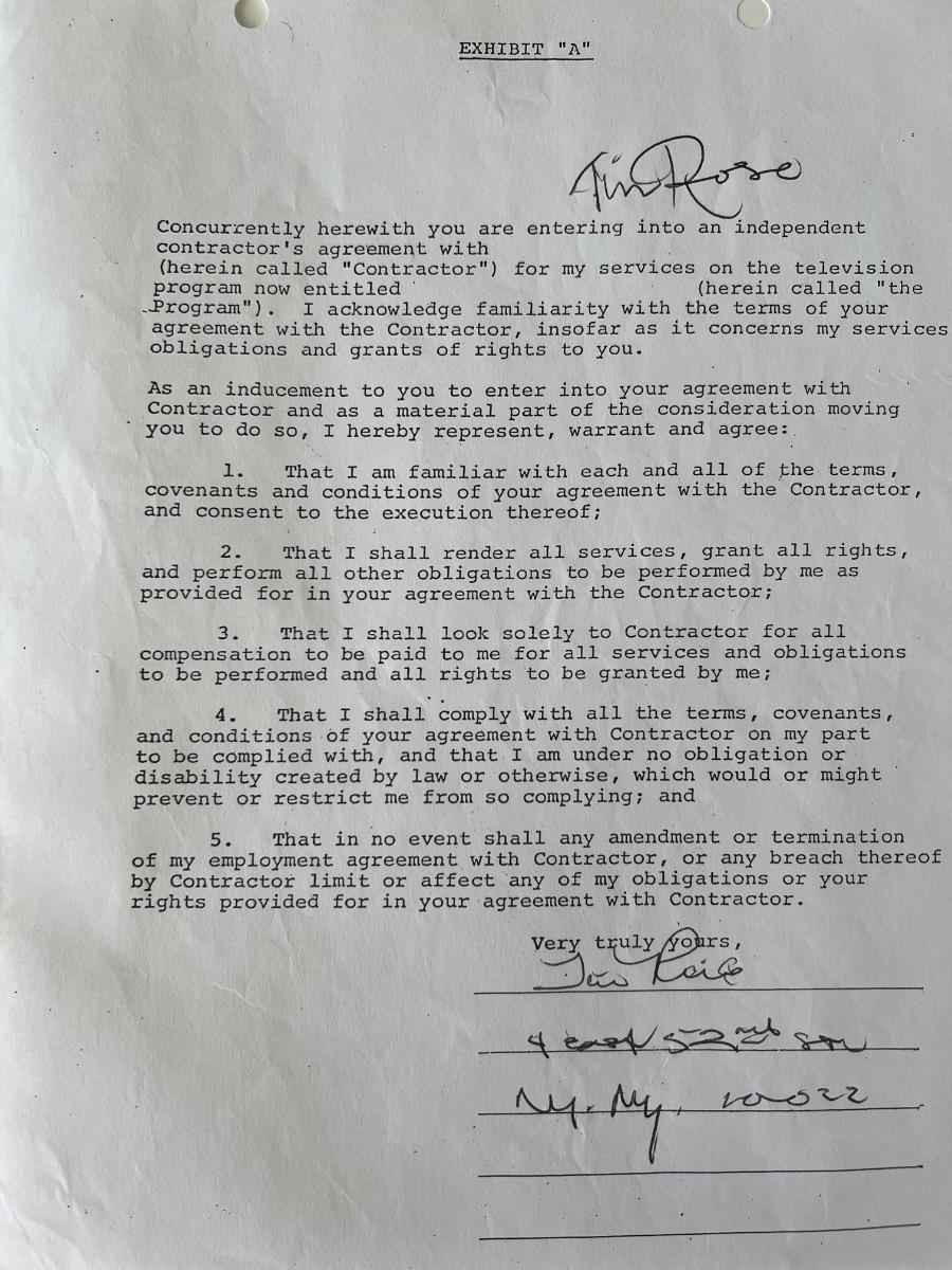 Tim Rose signed contract | EstateSales.org