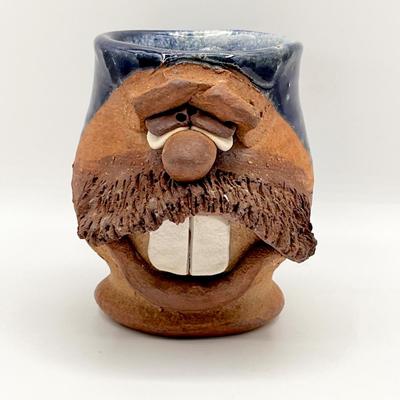 Vtg. Funny Face Coffee Mugs Made Of Pottery ~ Set Of Four (4 ...