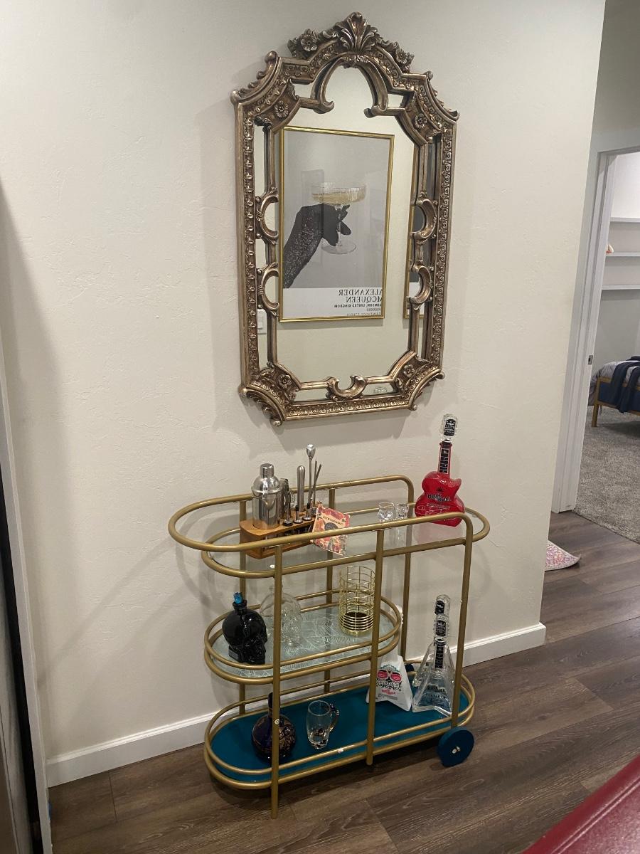Modern Bar Cart and Mirror Lot | EstateSales.org