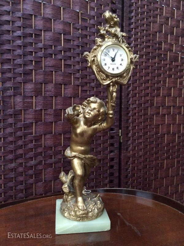 Germany Gold Angel Mantel Clock | EstateSales.org