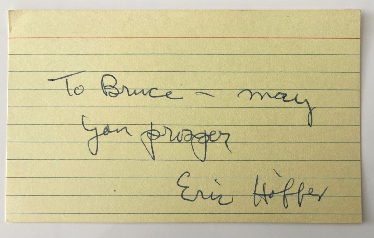 Philosopher Eric Hoffer signed note | EstateSales.org