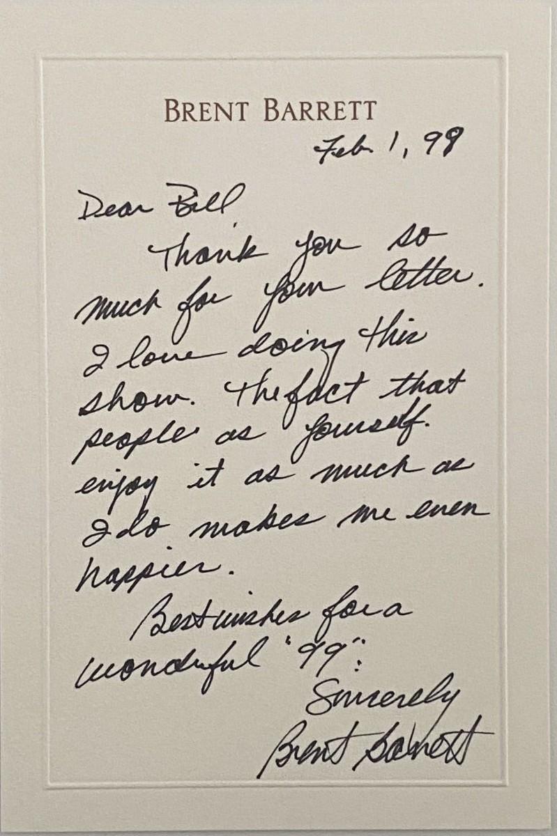 Brent Barrett Signed Note | EstateSales.org