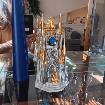 FRANKLIN MINT CINDERELLA CASTLE CLOCK TOWER AND GLASS BOTTLE ...