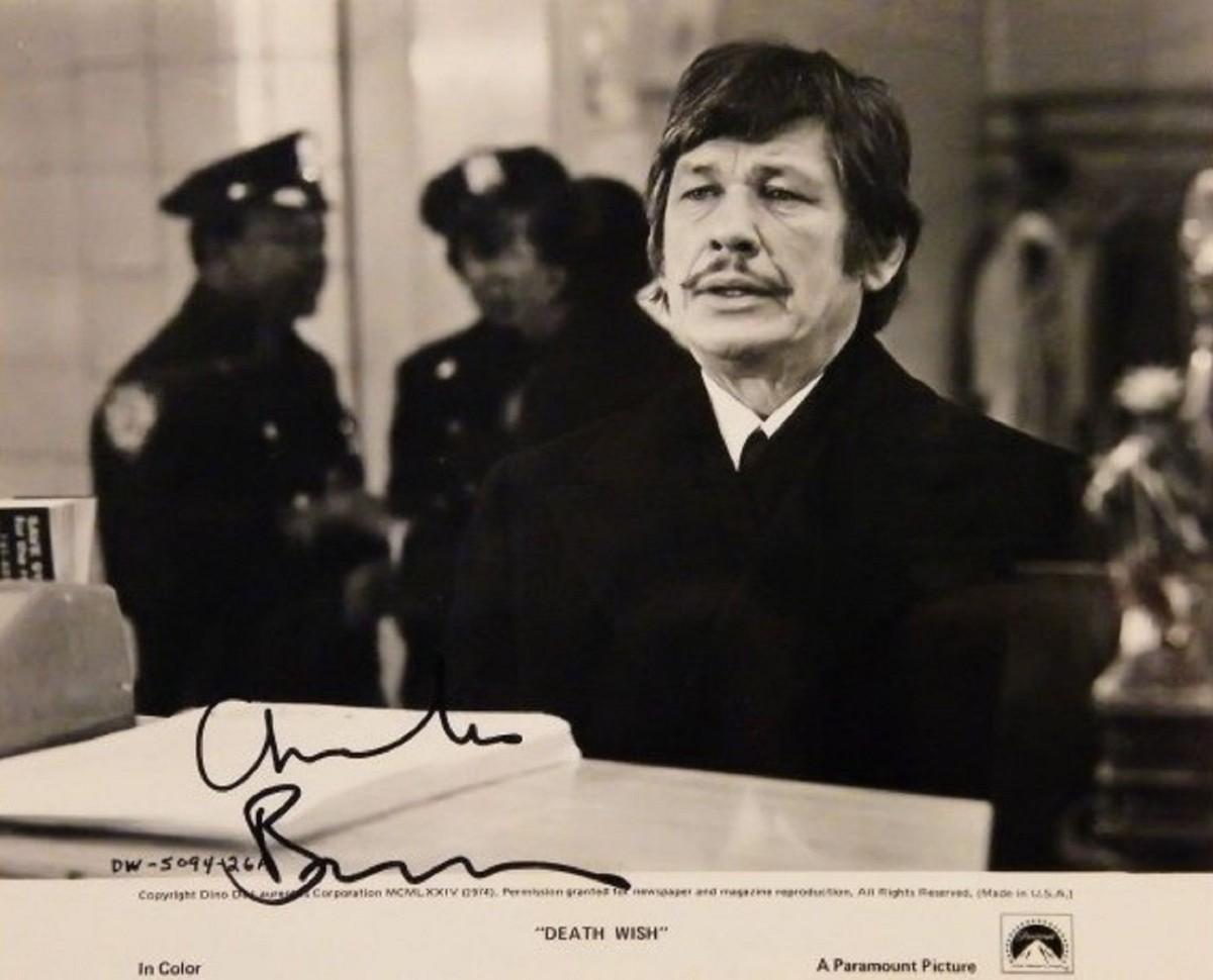 Charles Bronson signed movie still photo | EstateSales.org