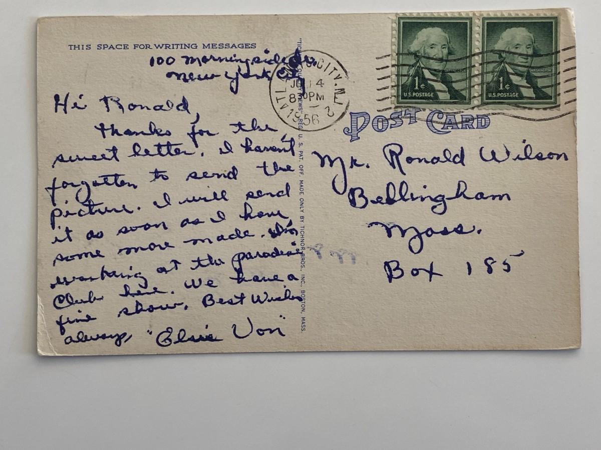 Elaine Von signed post card | EstateSales.org