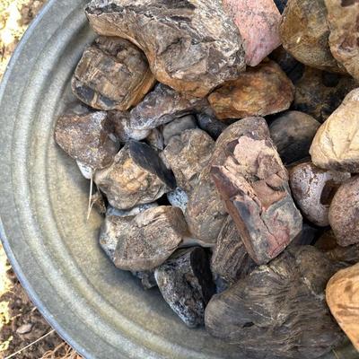 GALVANIZED BUCKET FULL OF UNIQUE ROCKS | EstateSales.org