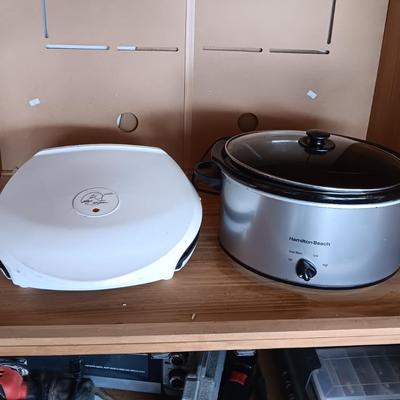 LARGE GEORGE FOREMAN GRILL AND LARGE OSTER CROCK POT | EstateSales.org