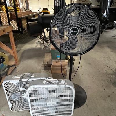 LOT 113: Set of Portable Fans - Utilitech Stand Fan and Two Box Fans ...