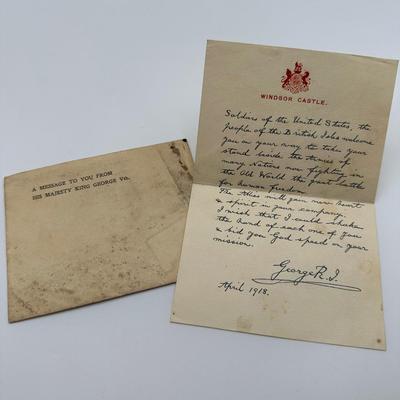 1918 King George Letter to Soldiers | EstateSales.org