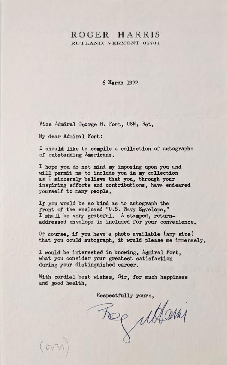 WW2 military Roger Harris signed letter | EstateSales.org