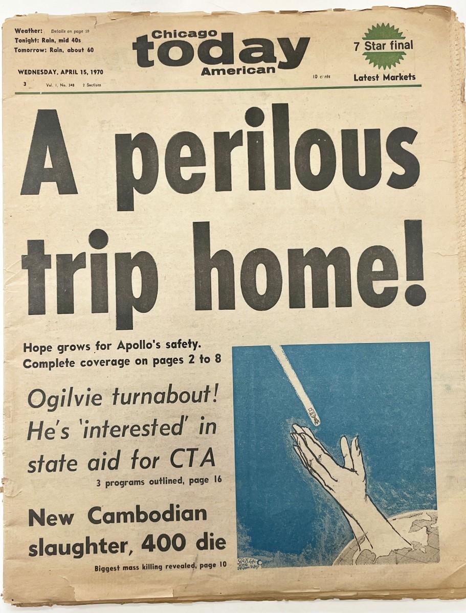 1970 The Chicago American Original Vintage Newspaper - Apollo 13 ...