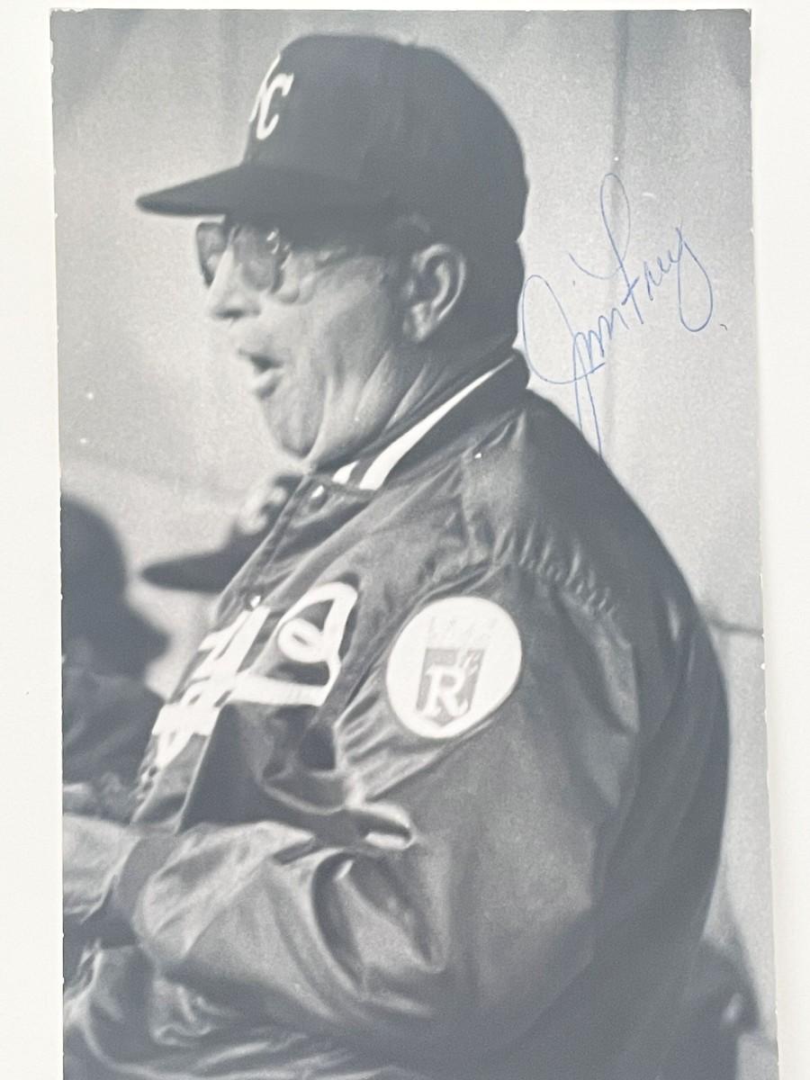 Baseball manager Jim Frey signed photo post card | EstateSales.org
