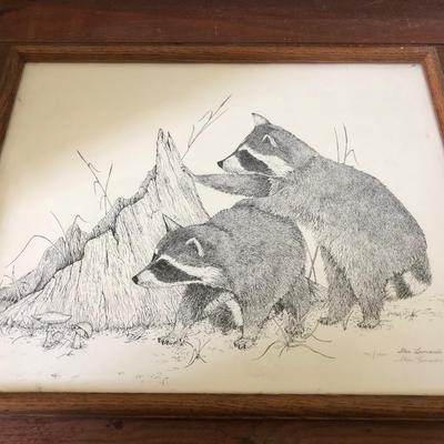 LOT 391Z: Signed & Numbered Steve Leonardi Racoon Art Print LE 771/1000 ...
