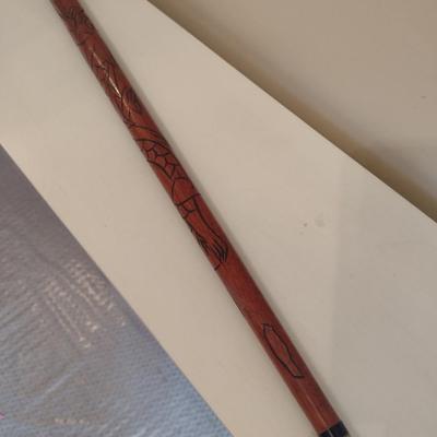 Vintage Carved Wood Dragon Themed Walking Stick Pool Cue | EstateSales.org