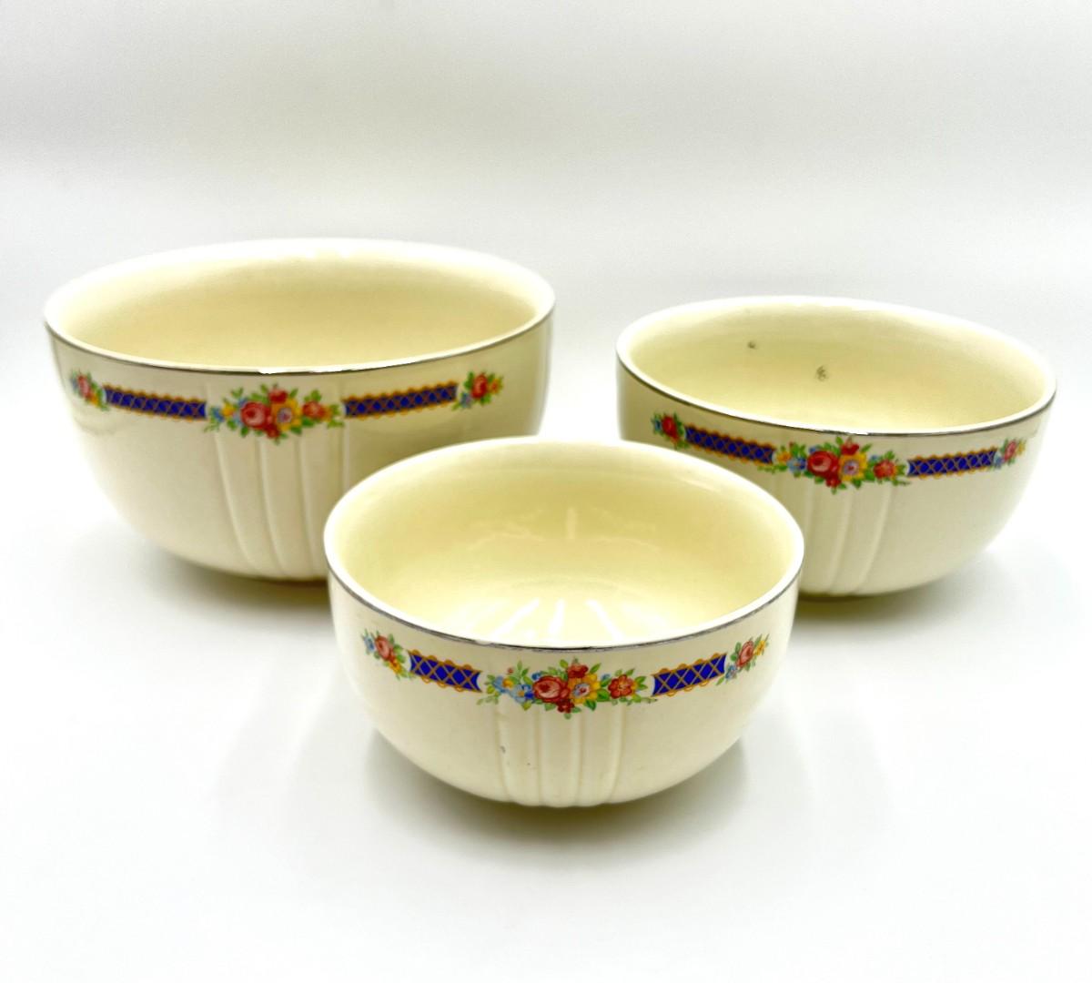 Vintage Set of 3 Hall / Hall's China Blue Bouquet Nesting Bowls - USA ...