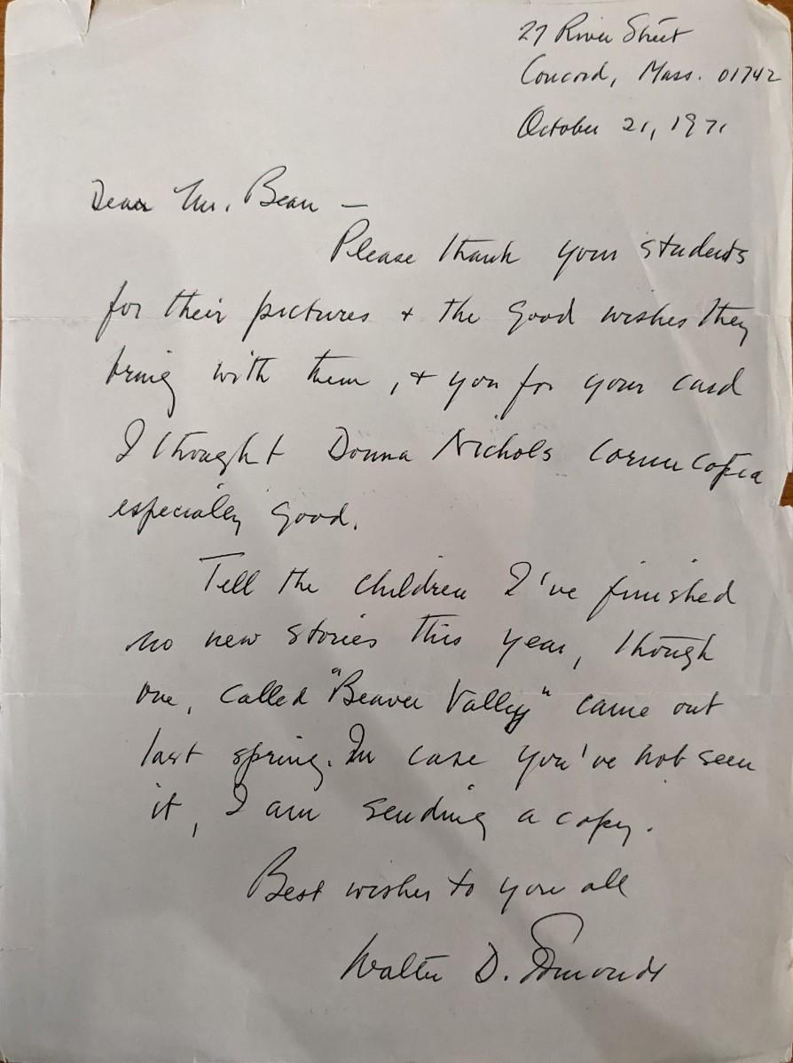 Author Walter D. Edwards Signed Letter | EstateSales.org