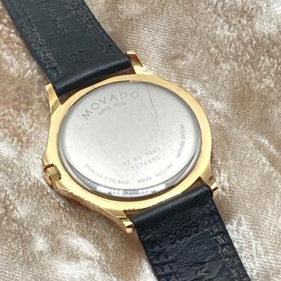 LOT 68: Movado Watch (87 E4 0863) with Black Leather Band | EstateSales.org