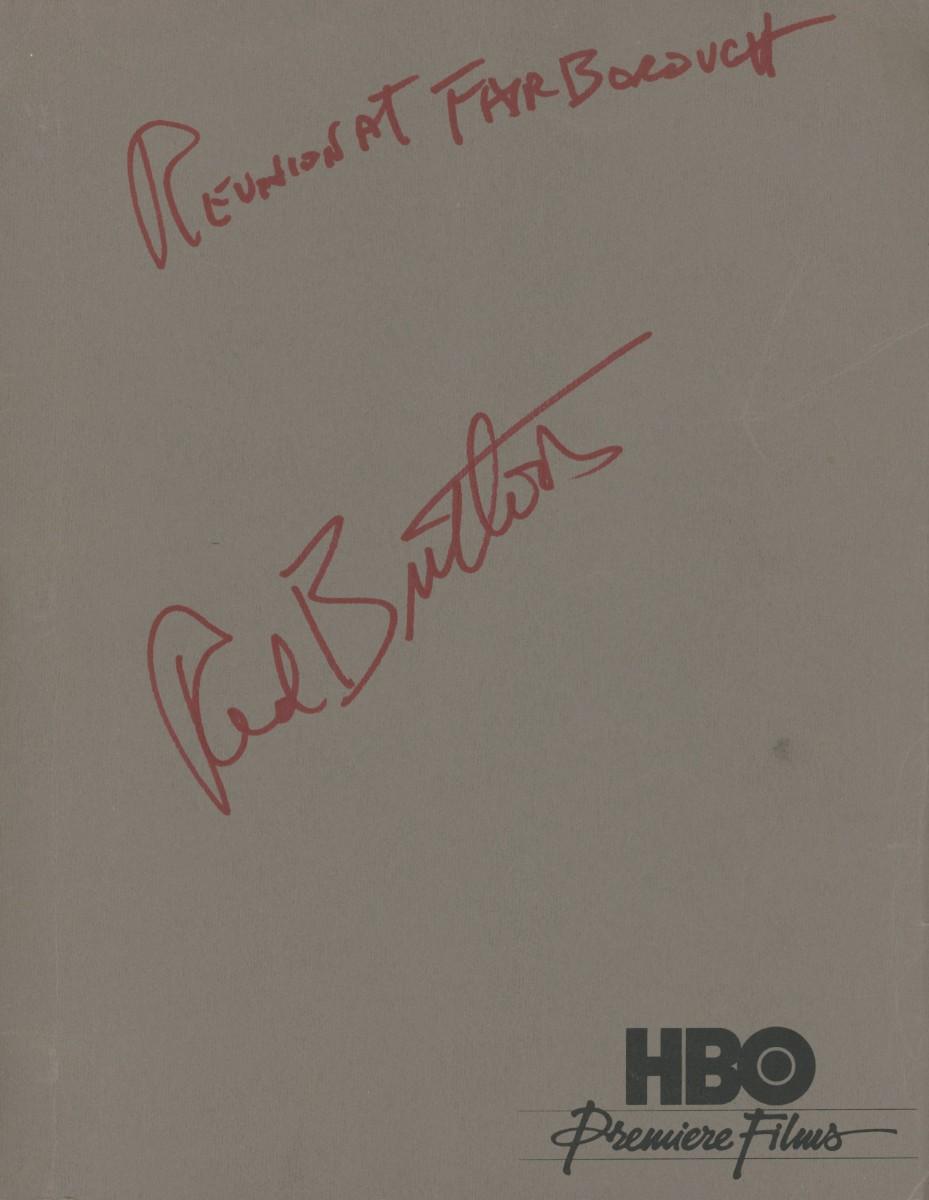 Red Buttons signed "Reunion at Fairborough" script | EstateSales.org