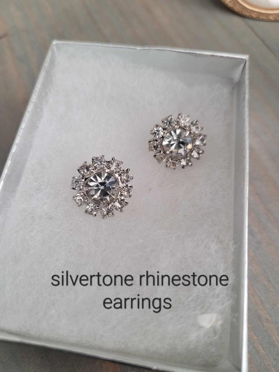 Costume Jewelry - Silverstone Rhinestone Earrings | EstateSales.org