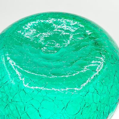 BLENKO GLASS ~ Green Crackeled 13.5” Vase | EstateSales.org