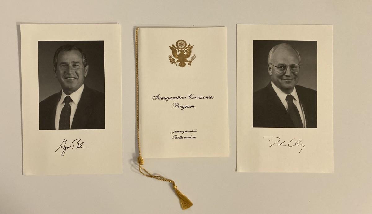 Bush, Cheney 2001 Inauguration program and facsimile signed photo ...