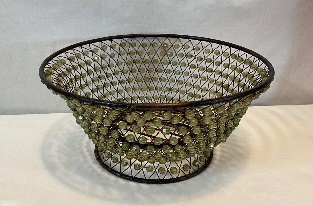 Decorative beaded display bowl 10in | EstateSales.org