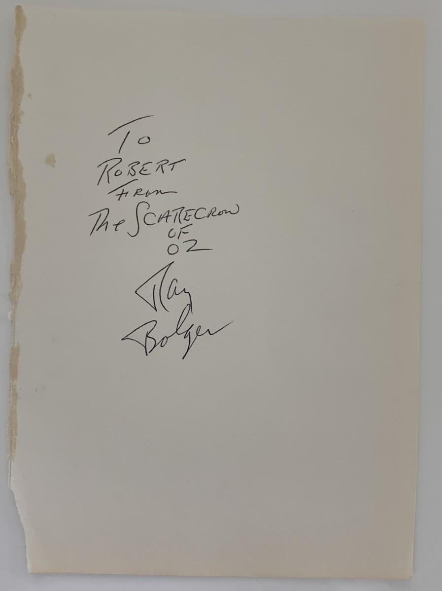 Ray Bolger Wizard of Oz cut signature. GFA Authenticated | EstateSales.org