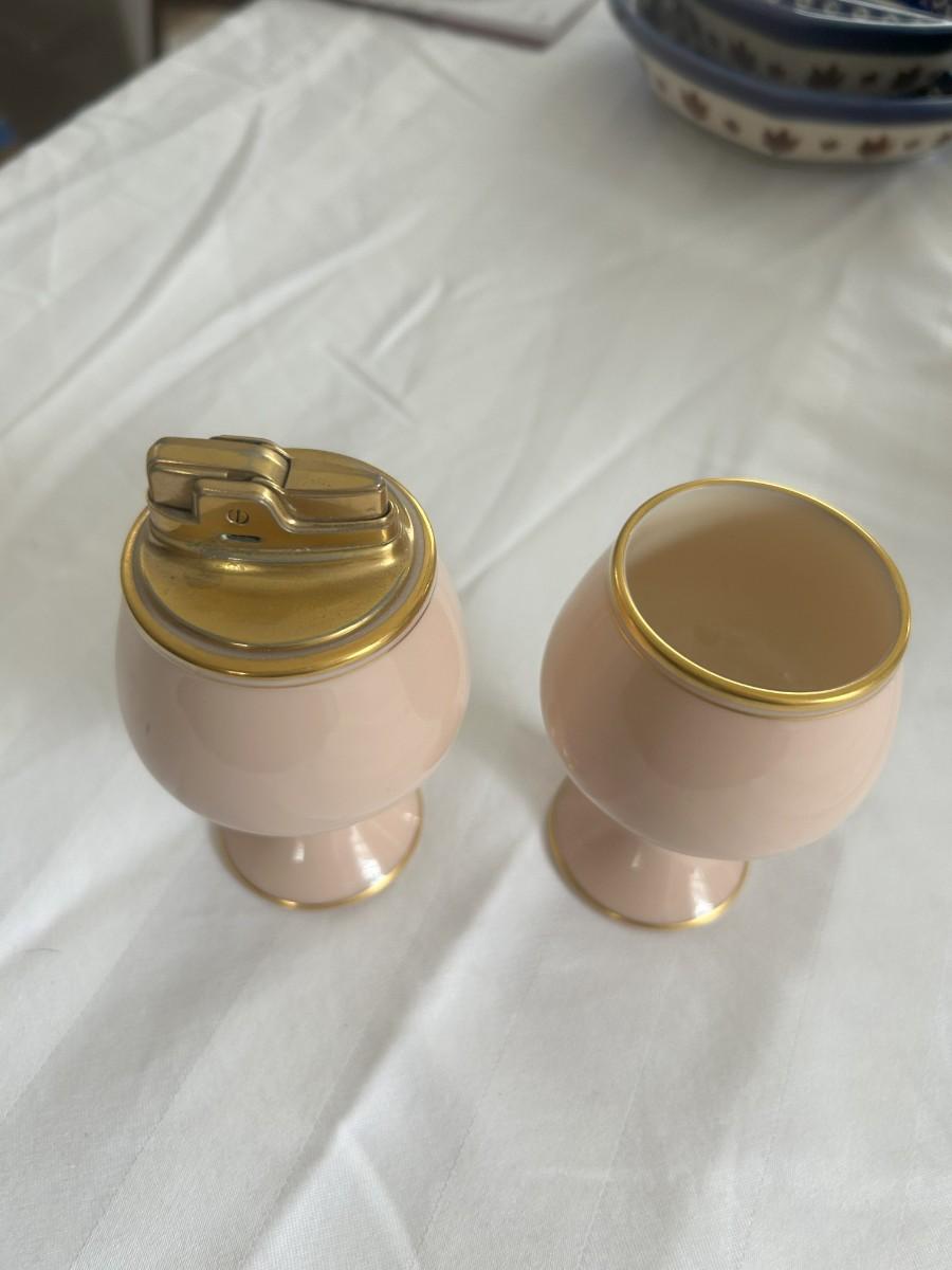 Mid Century Pink Lenox cup and lighter | EstateSales.org