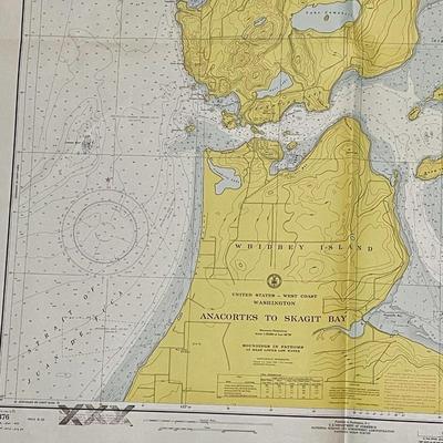 Anacourtes to Skagit Bay Vintage Map | EstateSales.org