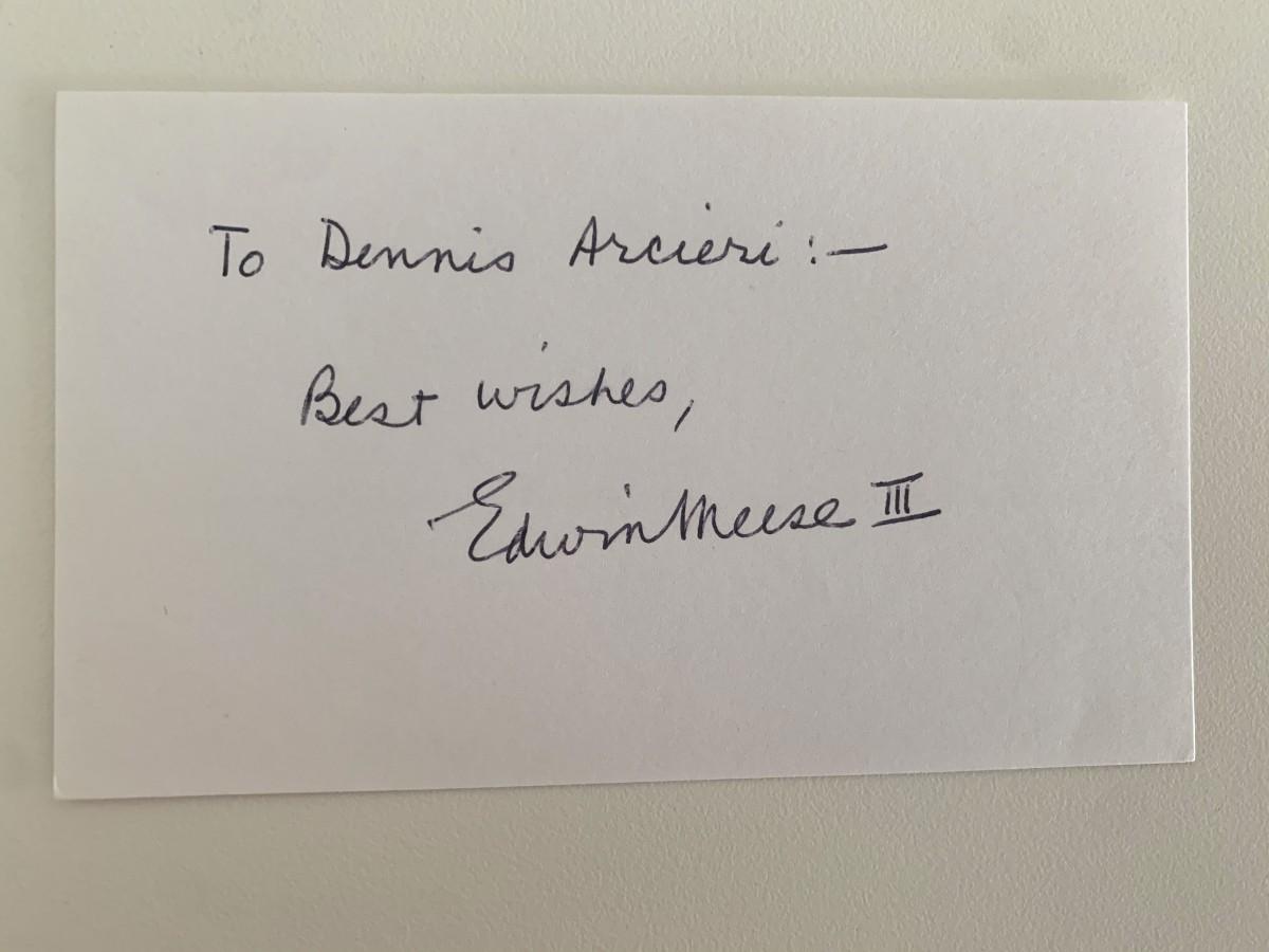 Edwin Meese III original signature | EstateSales.org