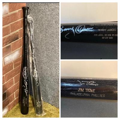 LOT 168: Two Philadelphia Phillies Signed Wooden Bats - Bobby Abreu (40 ...