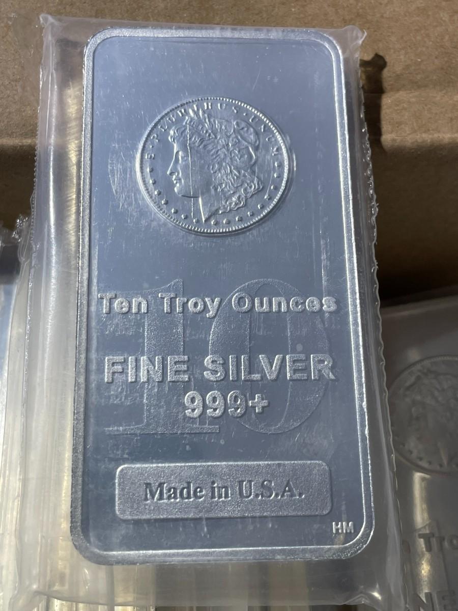 (1) Morgan Design Silver Bar - 10 Troy Ounces .999 Pure Fine Silver ...