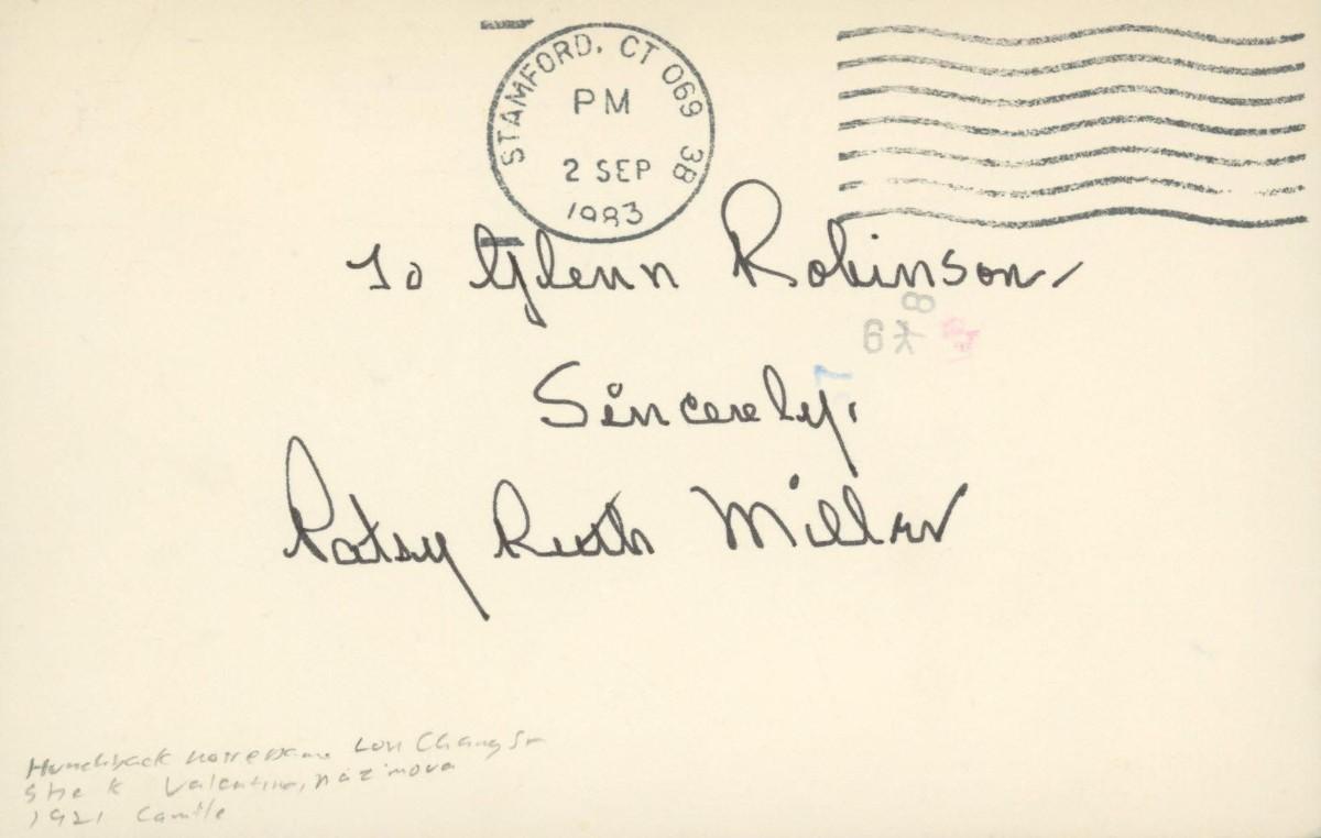 Patsy Ruth Miller signed note | EstateSales.org