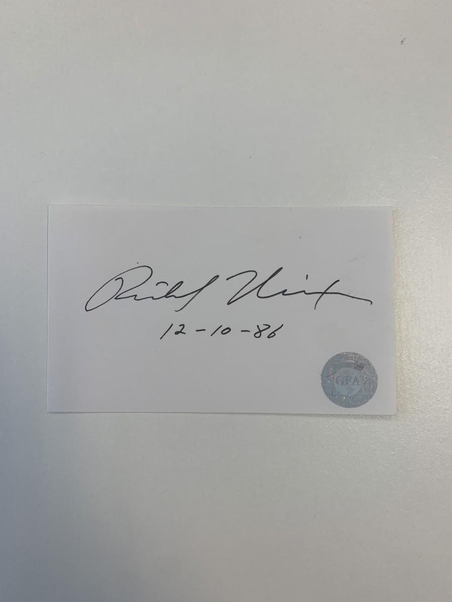 Richard Nixon original signature. GFA Authenticated | EstateSales.org Richard Nixon original signature. GFA Authenticated | EstateSales.org