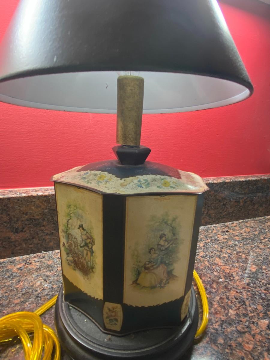 Pair of Repurposed Tin Container Lamps | EstateSales.org