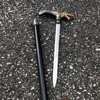 LOT 158L: Dragon Head Hidden Dagger / Knife Cane & Other Canes ...