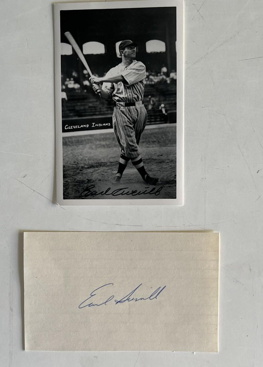 Earl Averill signed postcard and original signature | EstateSales.org