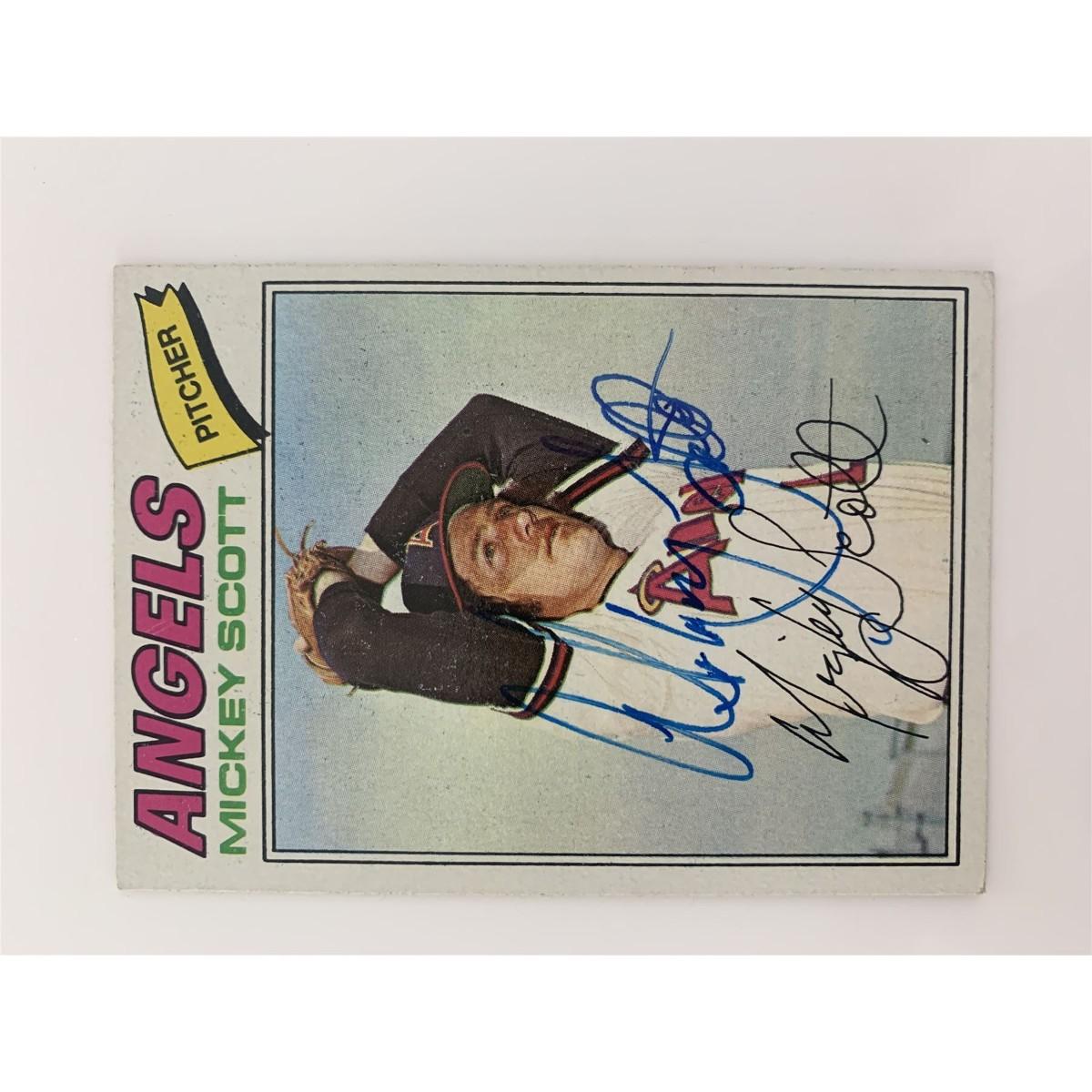 Mickey Scott signed baseball card | EstateSales.org
