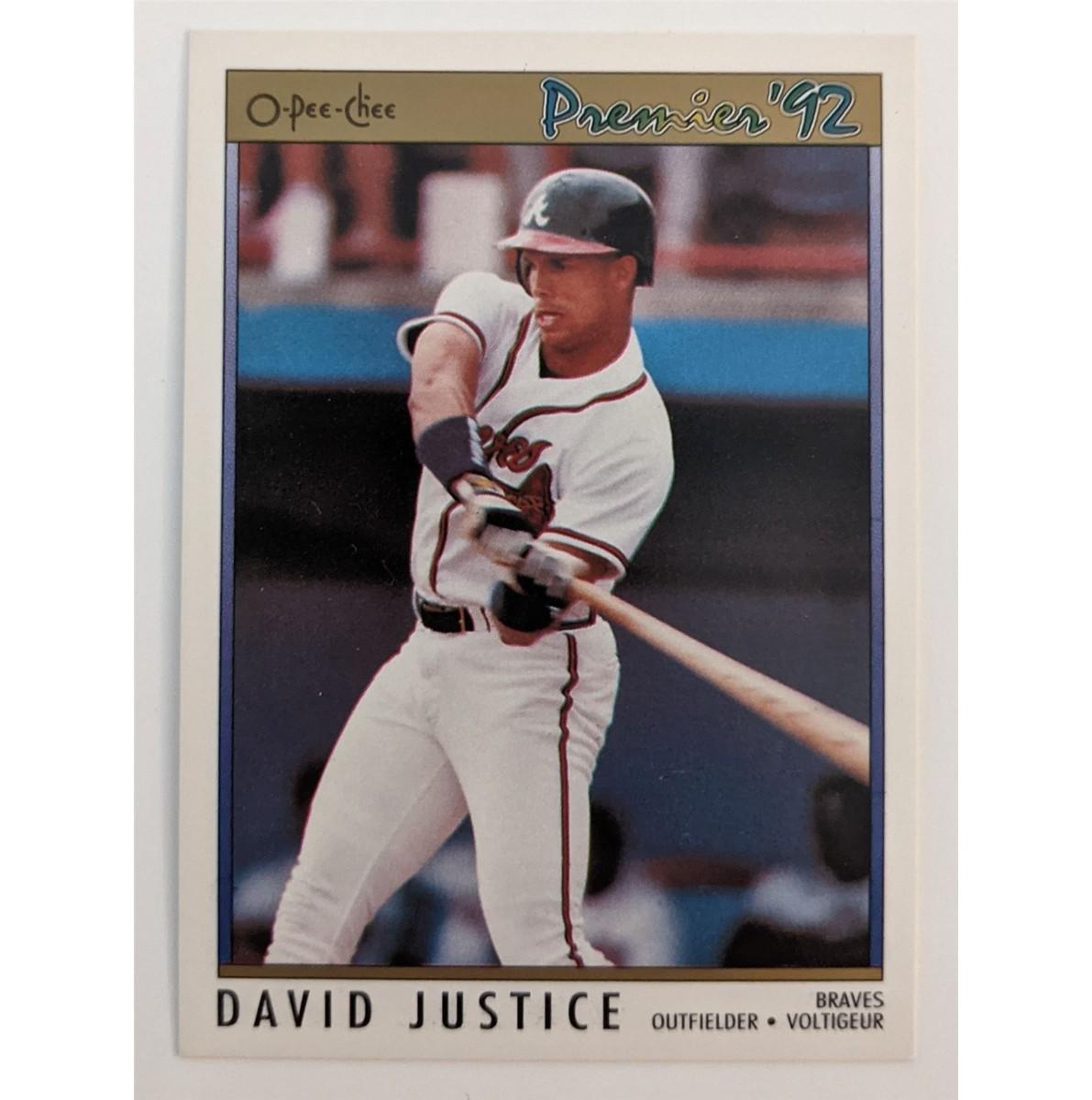 David Justice Braves Premier '92 O-Pee-Chee Baseball Card | EstateSales.org