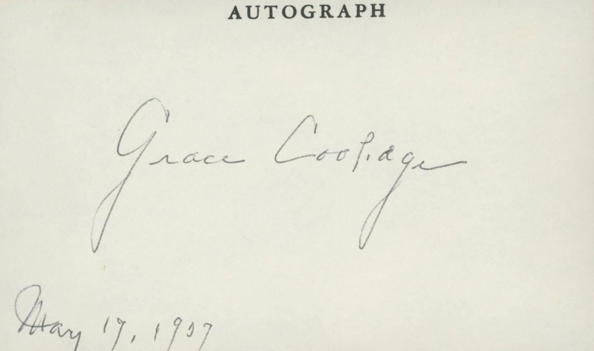 First Lady Grace Coolidge signature cut | EstateSales.org