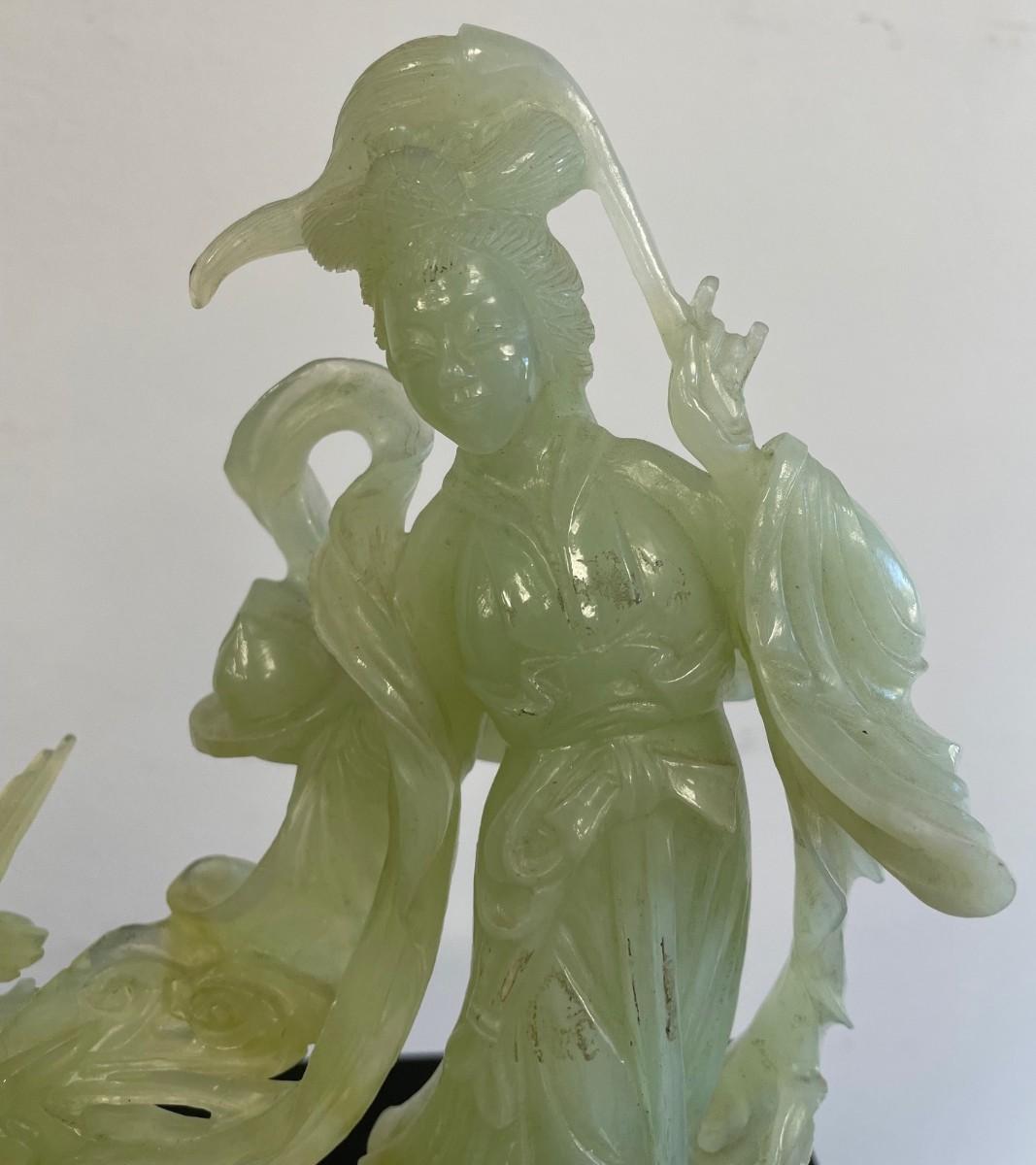 Large Lady Chinese Jade Figurine on a Stand | EstateSales.org