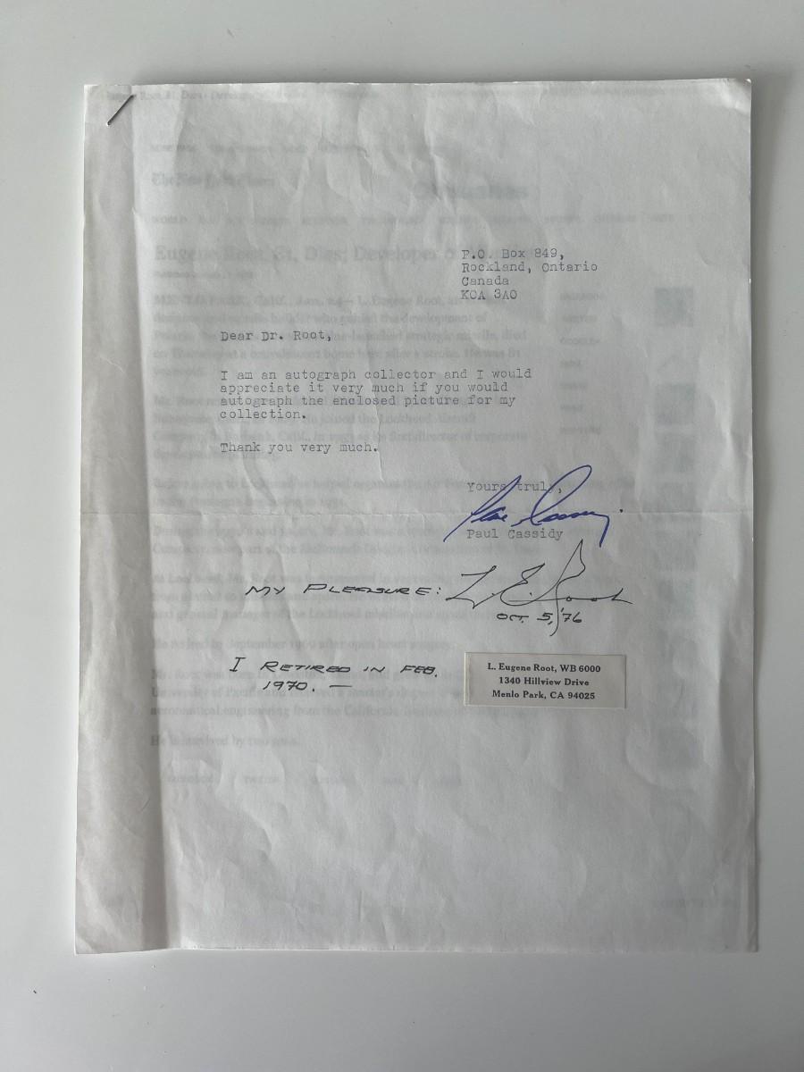 L. Eugene Root signed letter | EstateSales.org