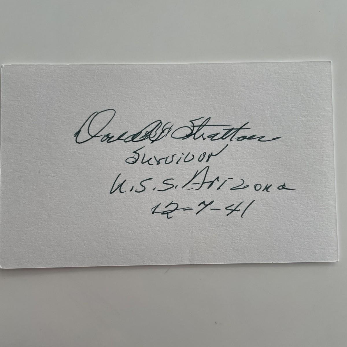 WW2 Donald Stratton original signature | EstateSales.org
