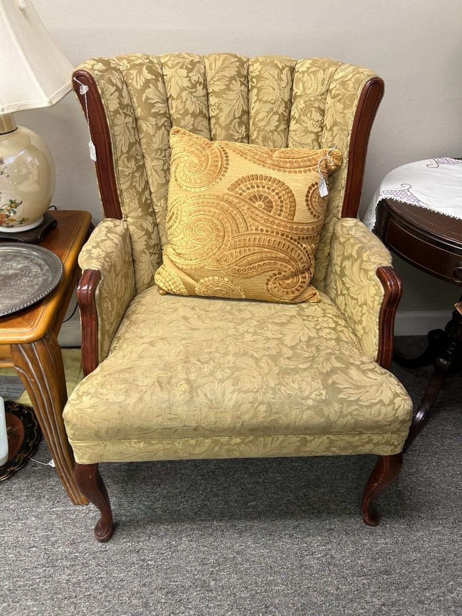 Antique Gold Wingback Chair | EstateSales.org