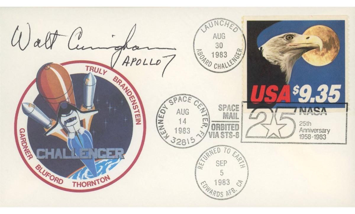 USPS/NASA ST-8 (Challenger) Walt Cunningham signed Flight Cover. GFA ...