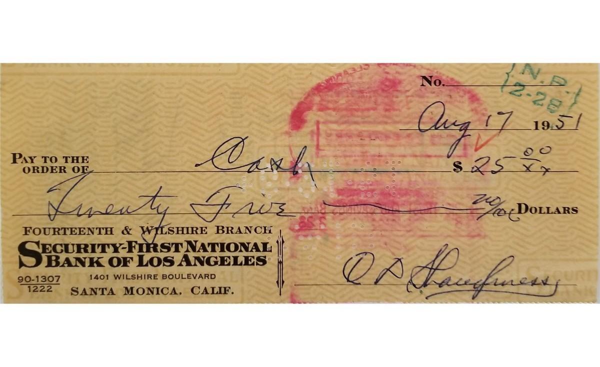 Football Coach Clark Shaughnessy double signed check | EstateSales.org
