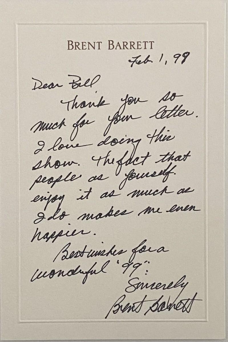 Brent Barrett Signed Note | EstateSales.org