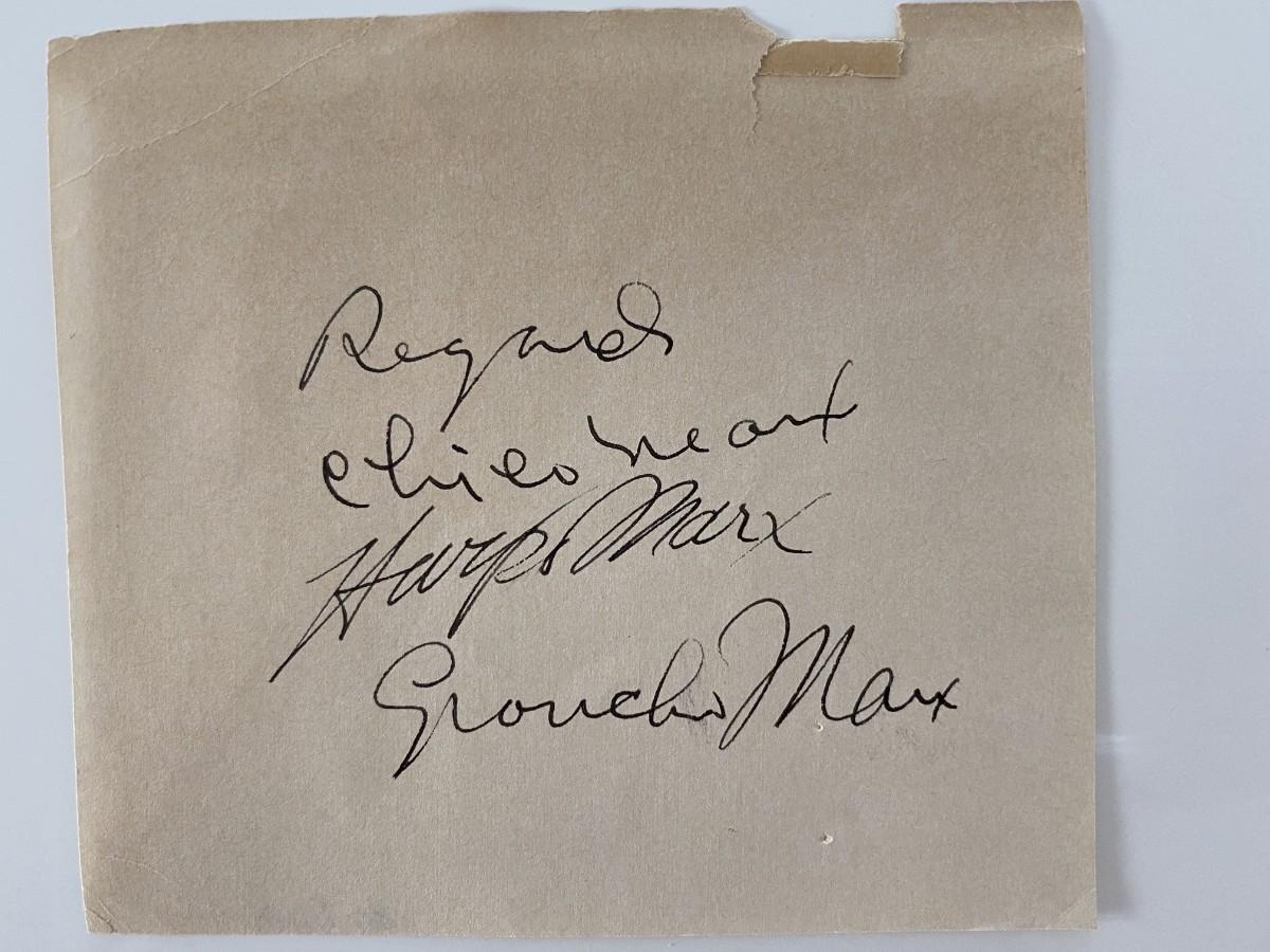 The Marx Brothers signature sheet. GFA Authenticated | EstateSales.org