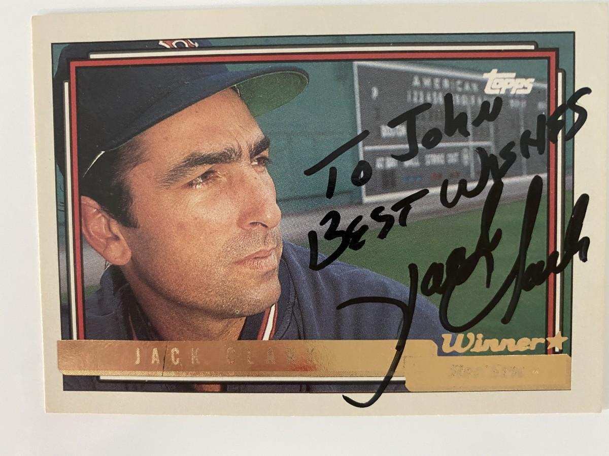 Jack Clark signed baseball card | EstateSales.org
